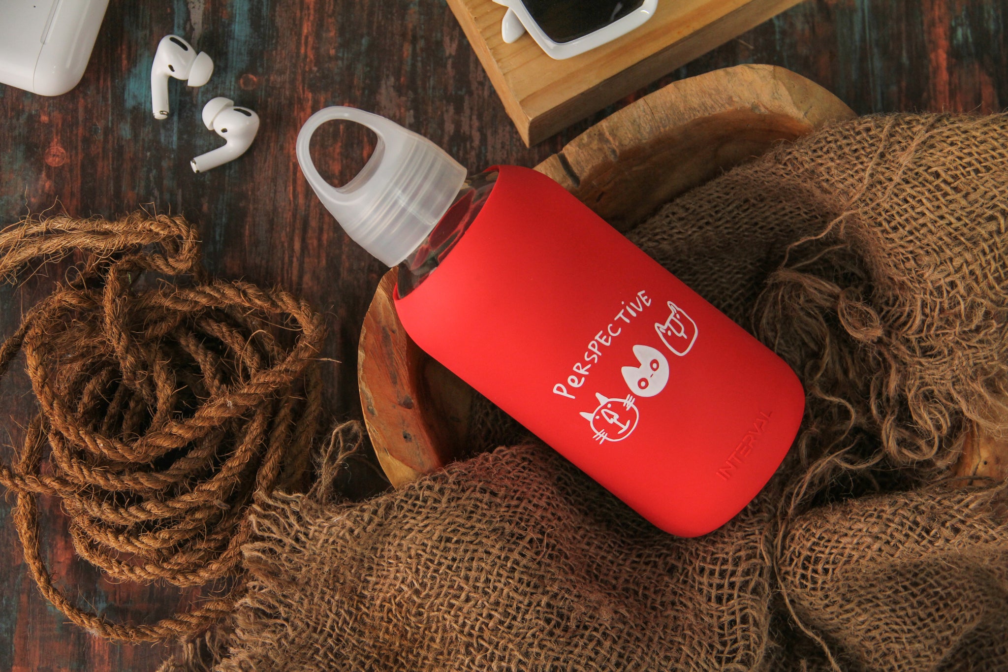 Glass water bottle - Blasting Red – Optnow International - Interval